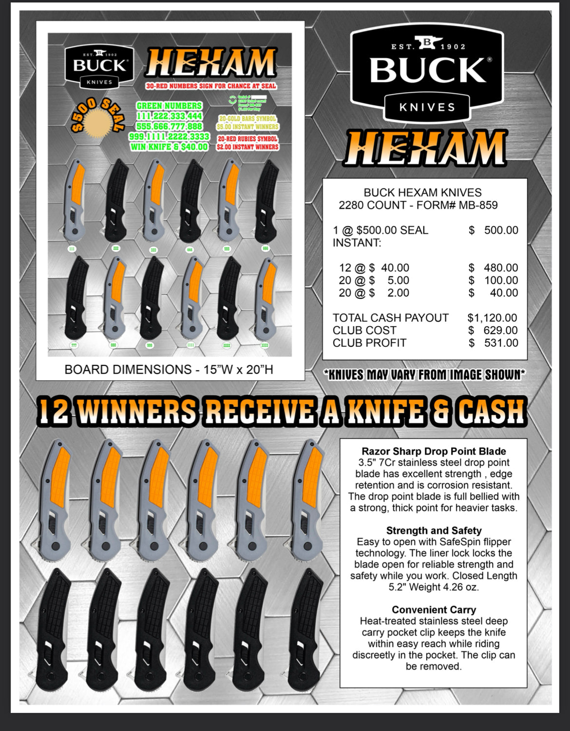 Buck Hexam Knife Board – J.M. GAMING LLC